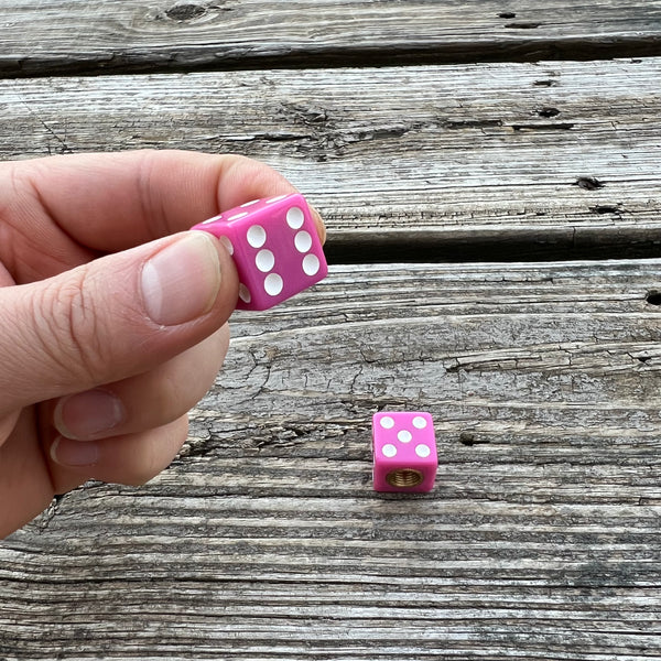 DICE PINK VALVE DUST CAPS FIT OLD SCHOOL FREESTYLE BMX 85 86 87 GT PRO ...