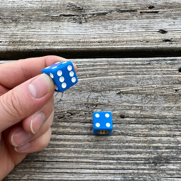 DICE BLUE VALVE DUST CAPS FITS OLD SCHOOL FREESTYLE BMX 1985 HARO MAST ...