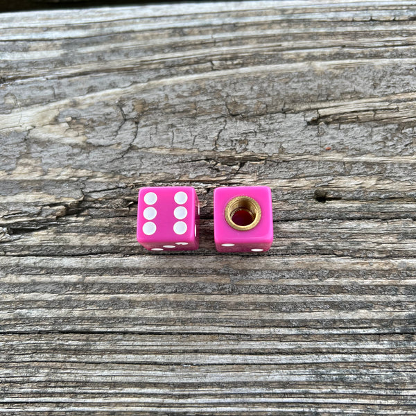 DICE PINK VALVE DUST CAPS FIT OLD SCHOOL FREESTYLE BMX 85 86 87 GT PRO ...