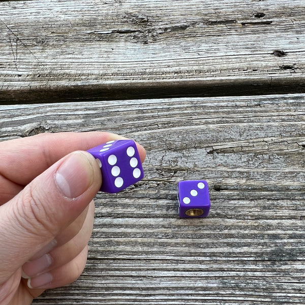 DICE PURPLE VALVE DUST CAPS FITS OLD SCHOOL FREESTYLE BMX 1986 GT WORL ...